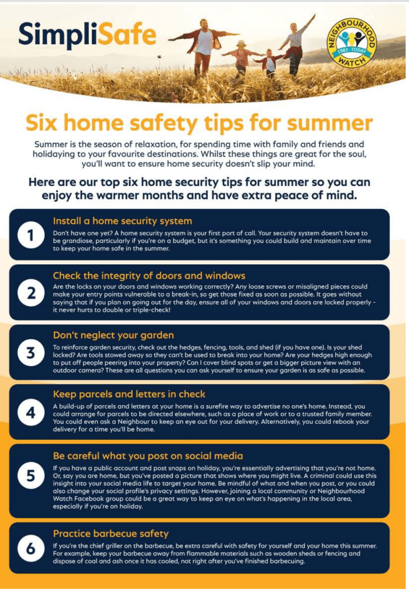 Home Safety Tips for the Summer from Neighbourhood Watch – Sanderstead ...