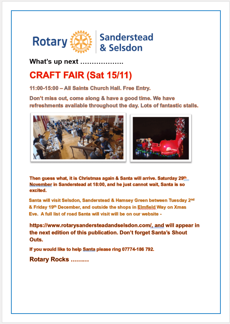 Rotary Craft Fair – Saturday 15th November at All Saints’ Church Hall ...